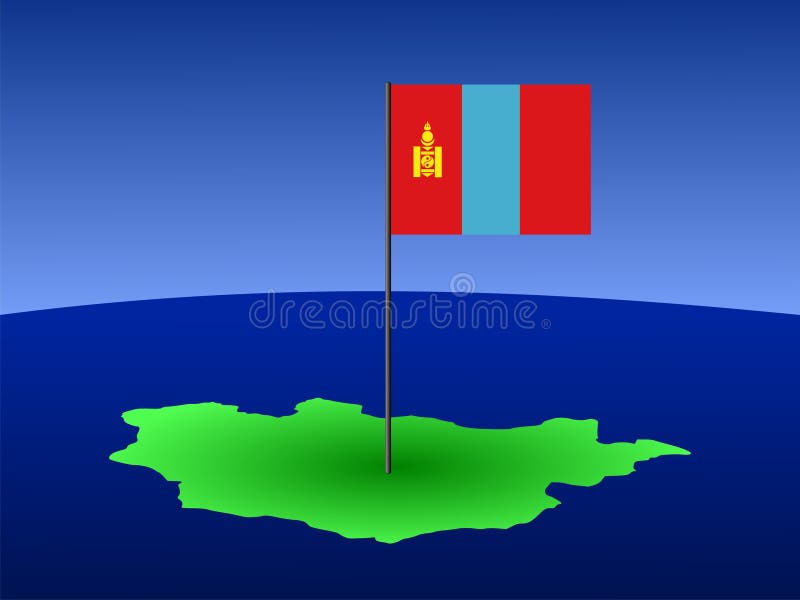 Map of Mongolia with flag stock vector. Illustration of realm - 3089306