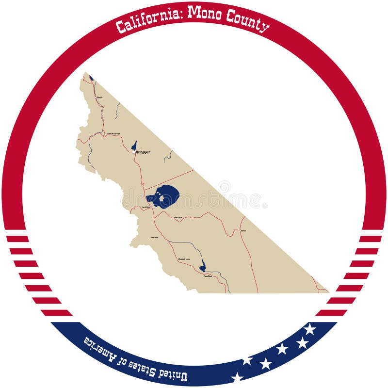Map of Mono County in California, USA Stock Vector - Illustration of ...