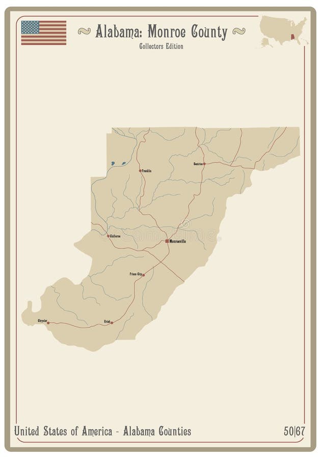 Map of Monroe County in Florida Stock Vector - Illustration of ...