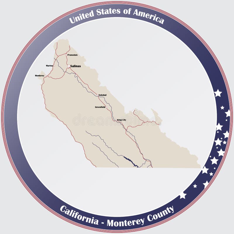 Map of Monterey County in California Stock Vector - Illustration of ...