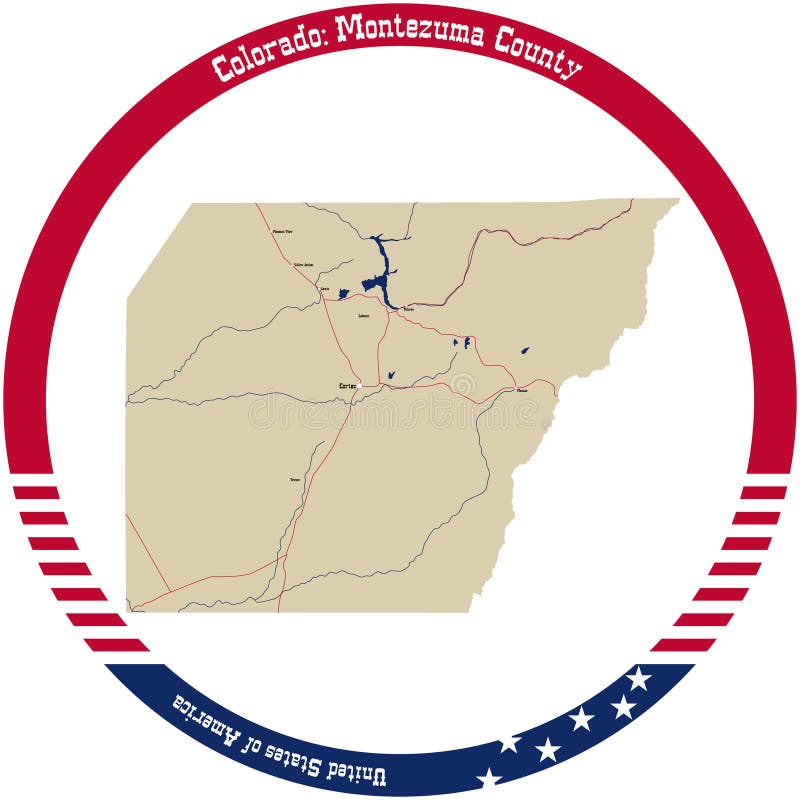Map of Montezuma County in Colorado, USA Stock Vector - Illustration of ...