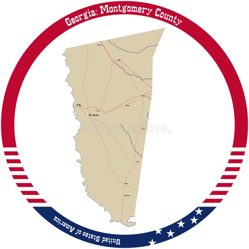 Map of Montgomery County in Georgia, USA Stock Illustration ...