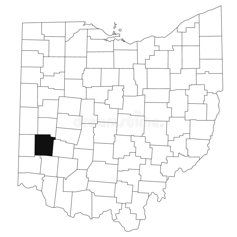 Map of Montgomery County in Ohio State on White Background. Single ...