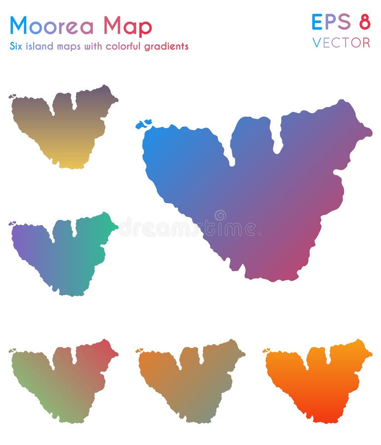 Tahiti and moorea road map stock illustration. Illustration of hills ...