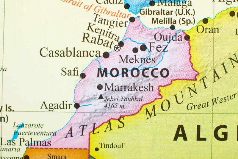 Map of Morocco stock photo. Image of capital, african - 173476996