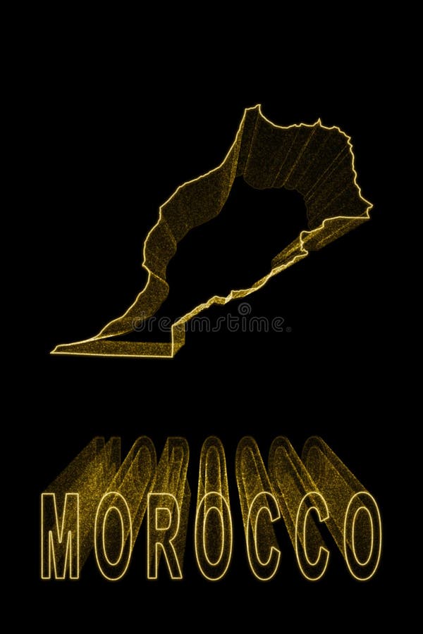 Map of Morocco, Gold Map on Black Background Stock Illustration ...