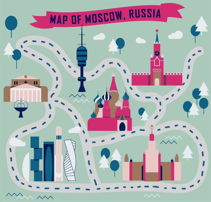 Map of Moscow, Russia stock vector. Illustration of city - 111960220