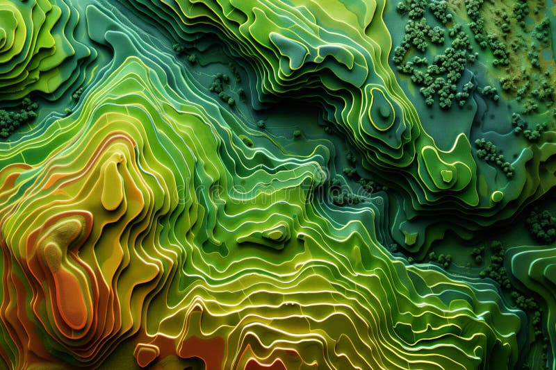 Map of a Mountain Peaks and Tops with Coloured Geospatial Data for GIS ...