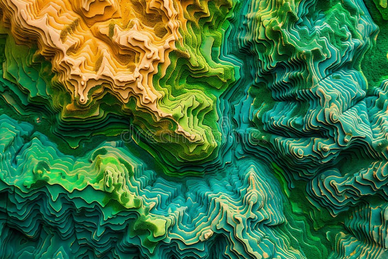 Map of a Mountain Peaks and Tops with Coloured Geospatial Data for GIS ...