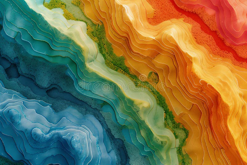 Map of a Mountain Peaks and Tops with Coloured Geospatial Data for GIS ...