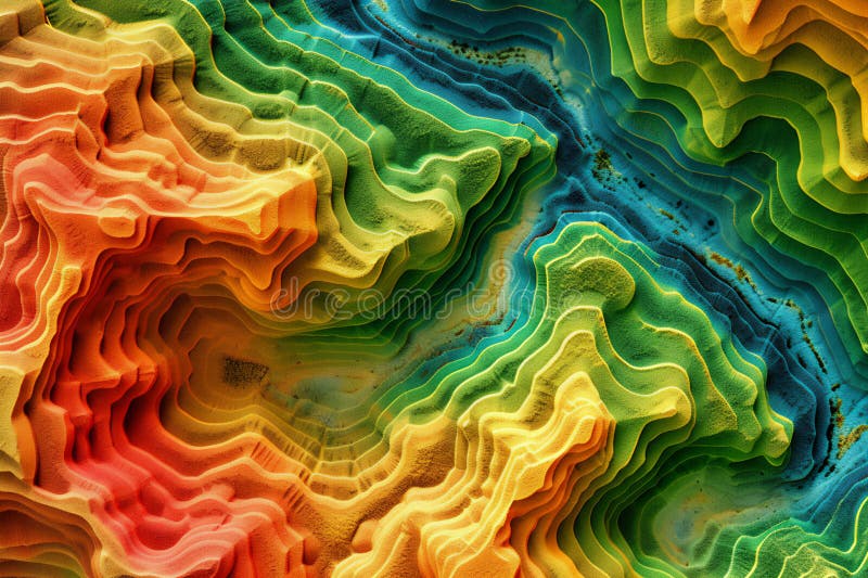 Map of a Mountain Peaks and Tops with Coloured Geospatial Data for GIS ...