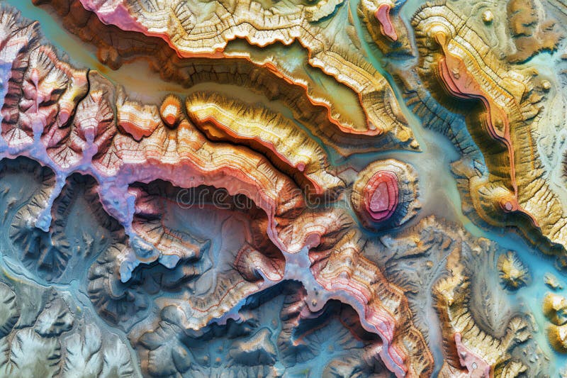 Map of a Mountain Peaks and Tops with Coloured Geospatial Data for GIS ...