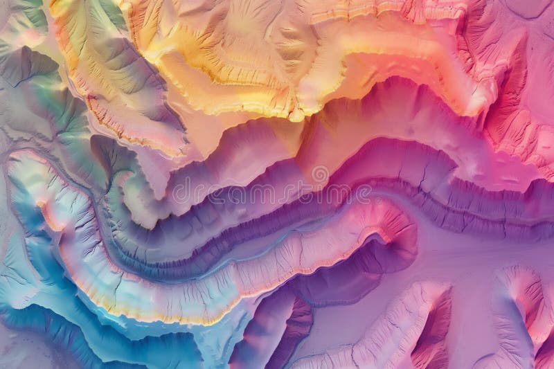 Map of a Mountain Peaks and Tops with Coloured Geospatial Data for GIS ...