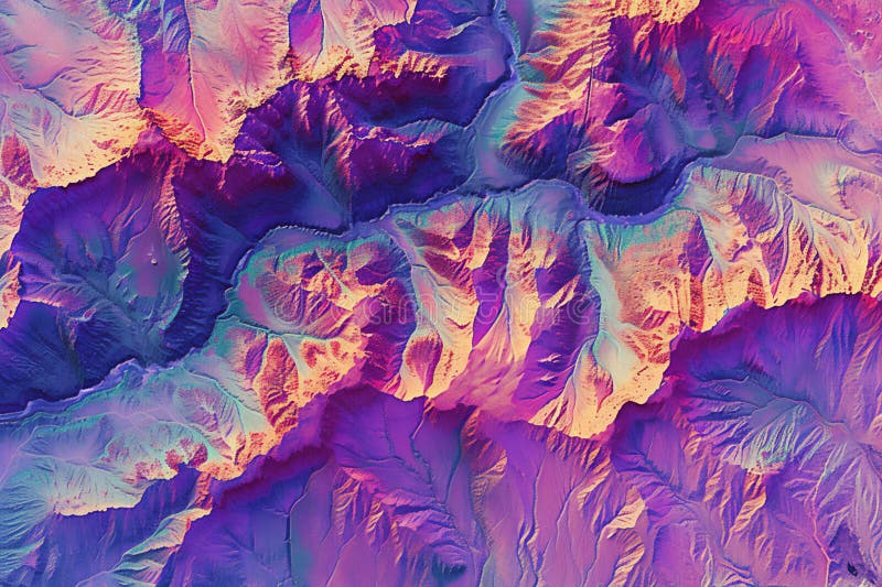 Map of a Mountain Peaks and Tops with Coloured Geospatial Data for GIS ...