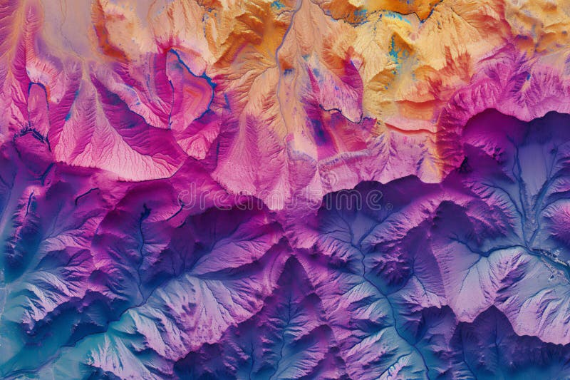 Map of a Mountain Peaks and Tops with Coloured Geospatial Data for GIS ...