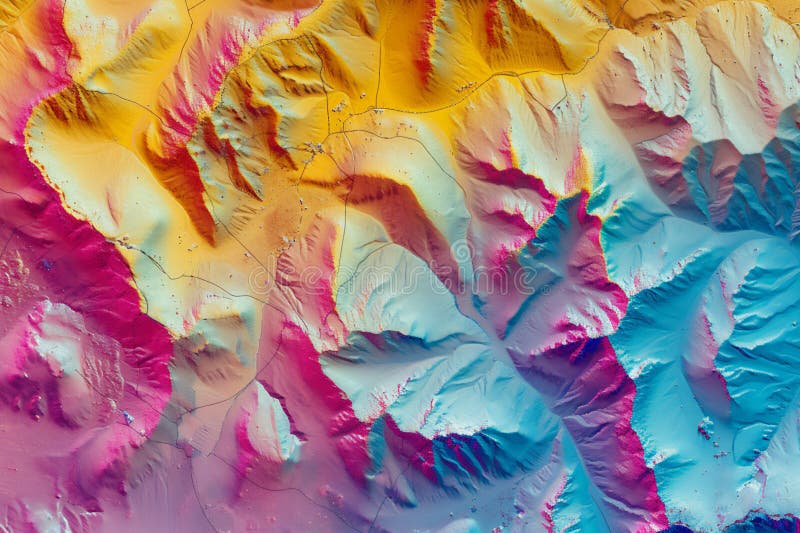 Map of a Mountain Peaks and Tops with Coloured Geospatial Data for GIS ...
