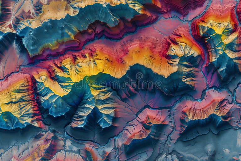 Map of a Mountain Peaks and Tops with Coloured Geospatial Data for GIS ...
