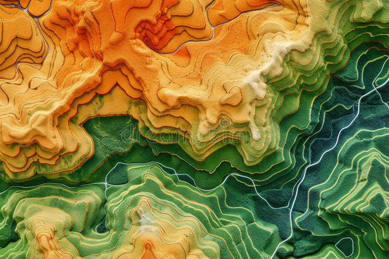 Map of a Mountain Peaks and Tops with Coloured Geospatial Data for GIS ...