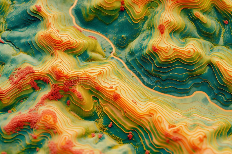 Map of a Mountain Peaks and Tops with Coloured Geospatial Data for GIS ...