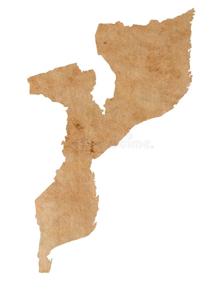 Map of Mozambique on Old Brown Grunge Paper Stock Illustration ...
