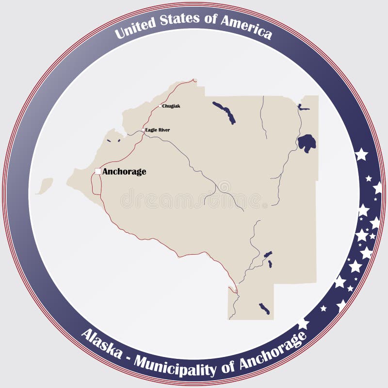 Map of the Municipality of Anchorage in Alaska Stock Illustration ...
