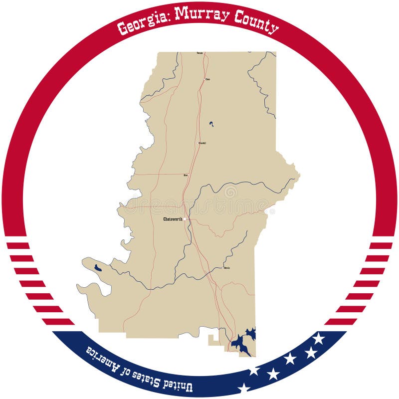 Map of Murray County in Georgia, USA Stock Illustration - Illustration ...