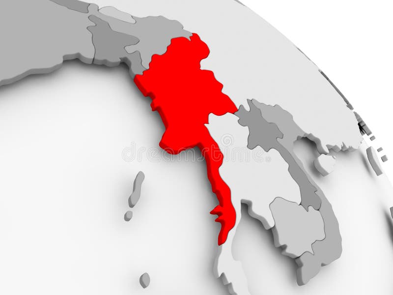 Map of Myanmar stock illustration. Illustration of globe - 100765619