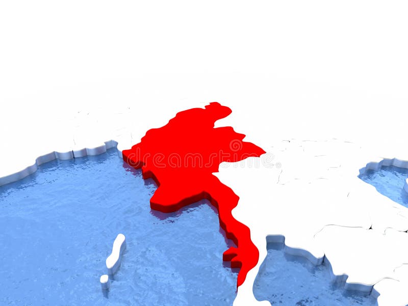 Map of Myanmar on globe stock illustration. Illustration of burma ...