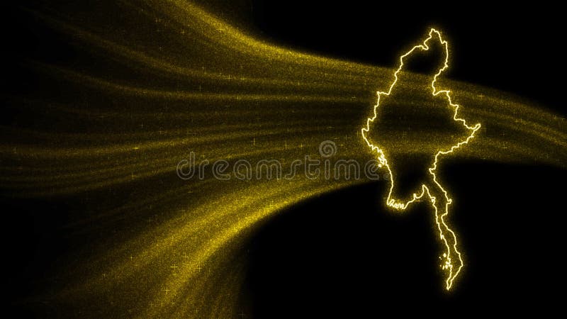 Map of Myanmar, Gold Glitter Map Stock Illustration - Illustration of ...