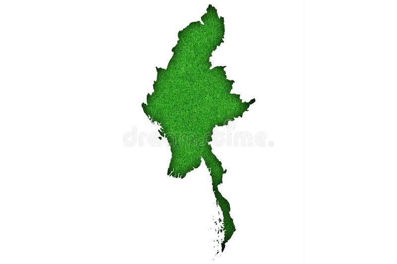 Map of Myanmar on Green Felt Stock Illustration - Illustration of cloth ...