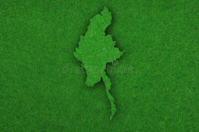 Map of Myanmar on Green Felt Stock Illustration - Illustration of lawn ...
