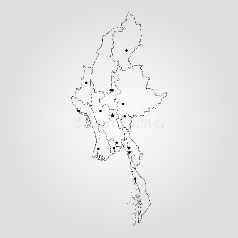 Map of Myanmar stock illustration. Illustration of design - 103893424