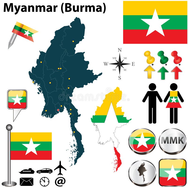 Map of Myanmar stock vector. Illustration of national - 31722834
