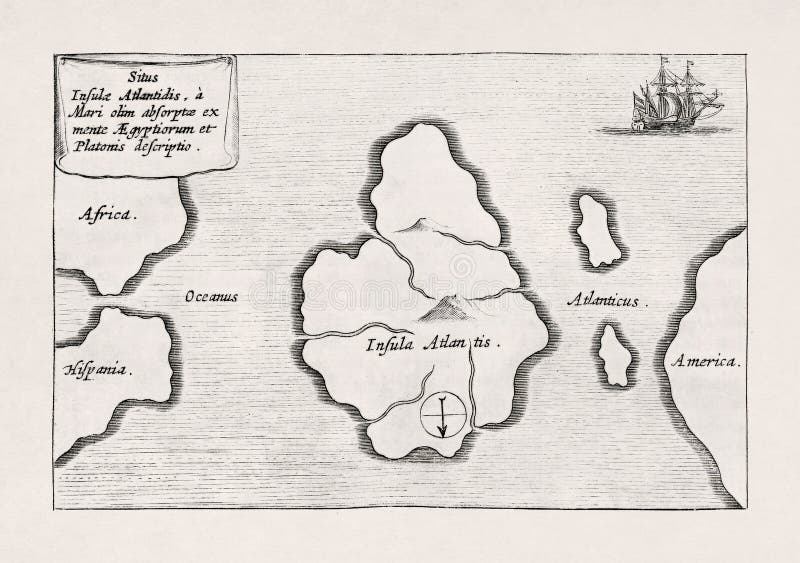 Map of the Mythical Continent of Atlantis Stock Illustration ...