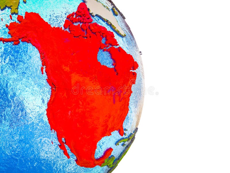 Map of NAFTA Memeber States on 3D Earth Stock Illustration ...