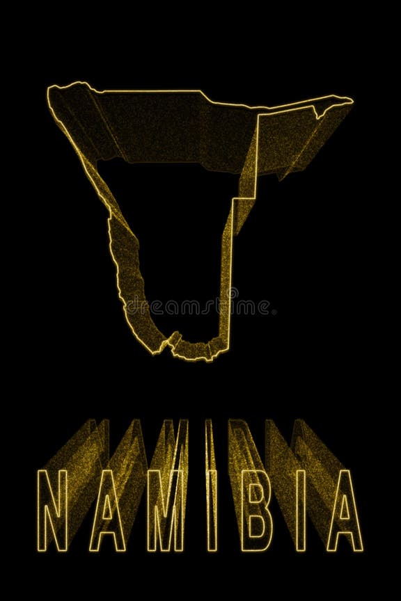 Map of Namibia, Gold Map on Black Background Stock Illustration ...