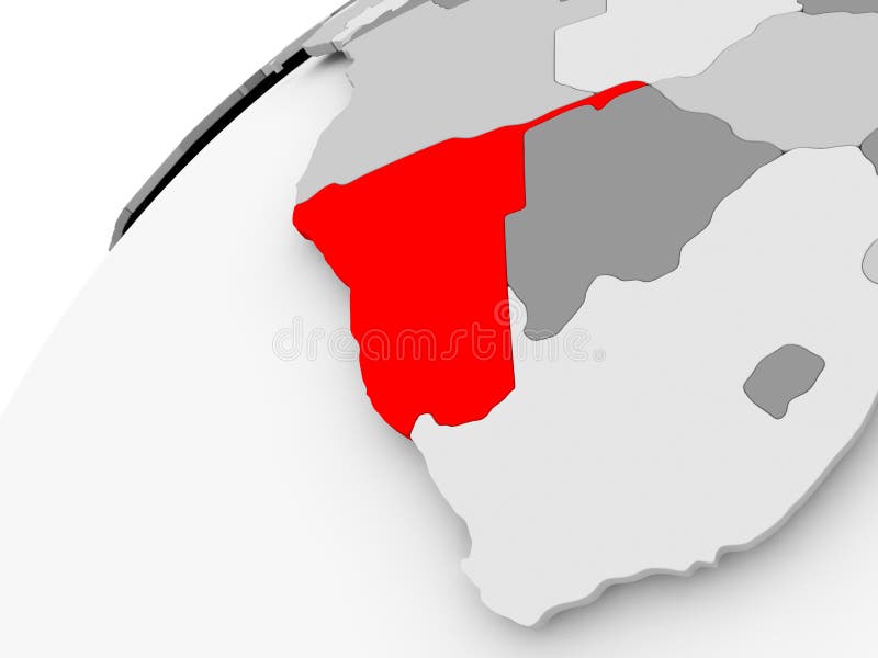 Namibia on Grey Political Globe Stock Illustration - Illustration of ...