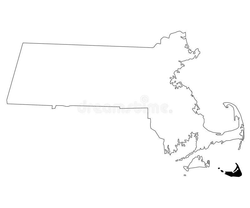 Map of Nantucket County in Massachusetts State on White Background ...