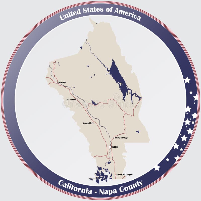 Map of Napa County in California Stock Vector - Illustration of city ...