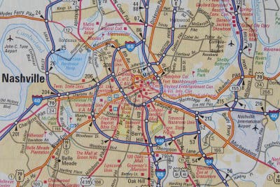 Map of Nashville, TN stock image. Image of highway, macro - 31735145