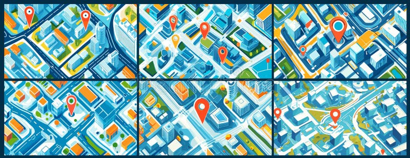 Map Navigation. Flat Abstract City Top View with Streets Buildings ...