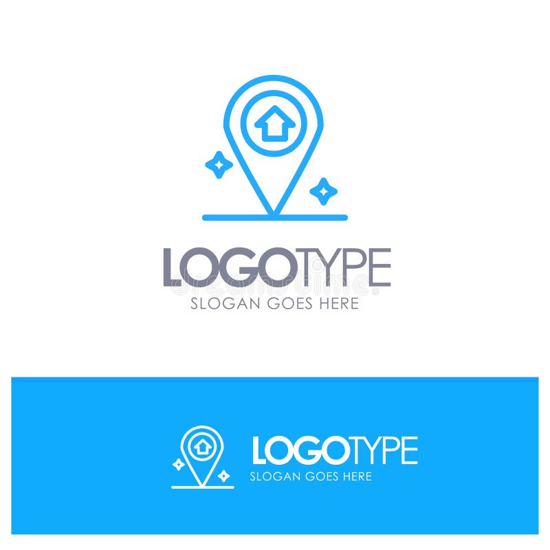 Map, Navigation, House Blue Outline Logo Place for Tagline Stock Vector ...