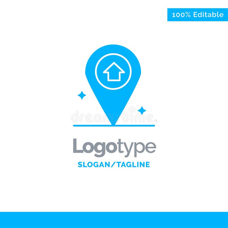 Map, Navigation, House Blue Solid Logo Template. Place for Tagline ...