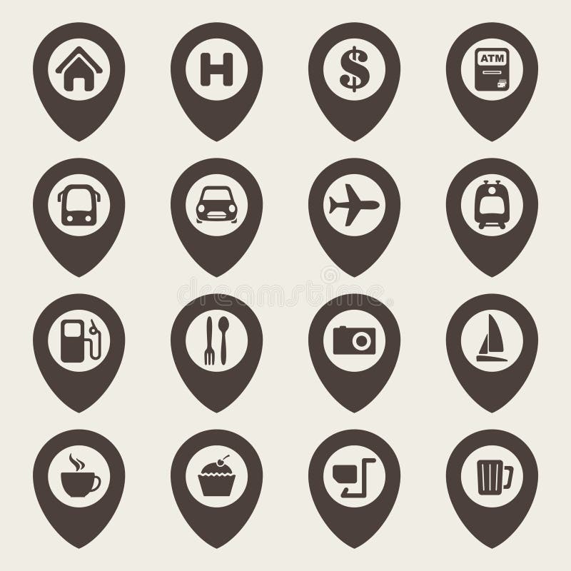 Map navigation icon set stock vector. Illustration of mark - 33800787