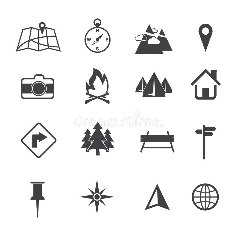 Map, Navigation and Location Icons Set Stock Vector - Illustration of ...