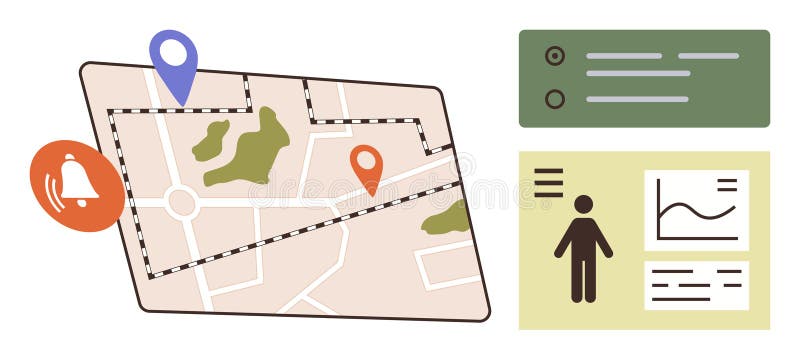 Map Navigation with Location Markers and Data Dashboard for Tracking and Analysis Stock ...