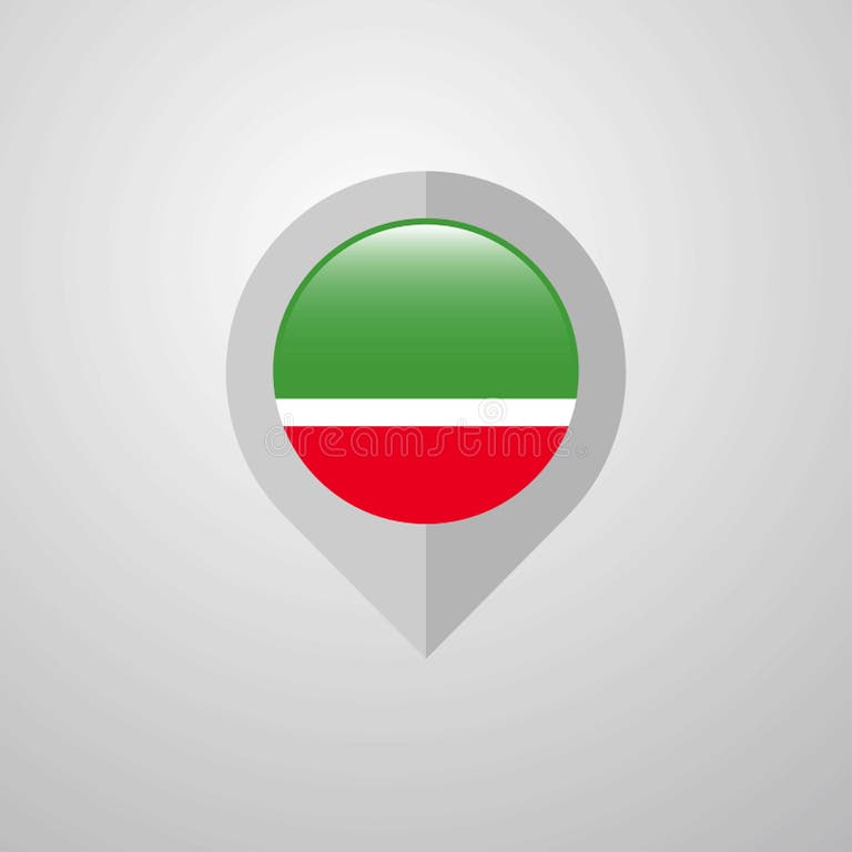 Map Navigation Pointer with Chechen Republic Flag Design Vector Stock ...