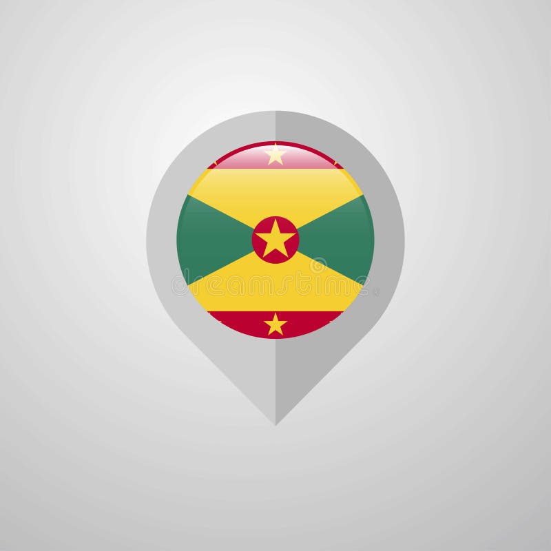 Map Navigation Pointer with Grenada Flag Design Vector Stock Vector - Illustration of october ...