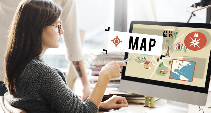 Map Navigation Position Transport GPS Route Concept Stock Image - Image ...