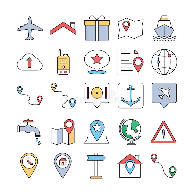 Map and Navigation Vector Icons Can Be Easily Modify or Edited Stock ...